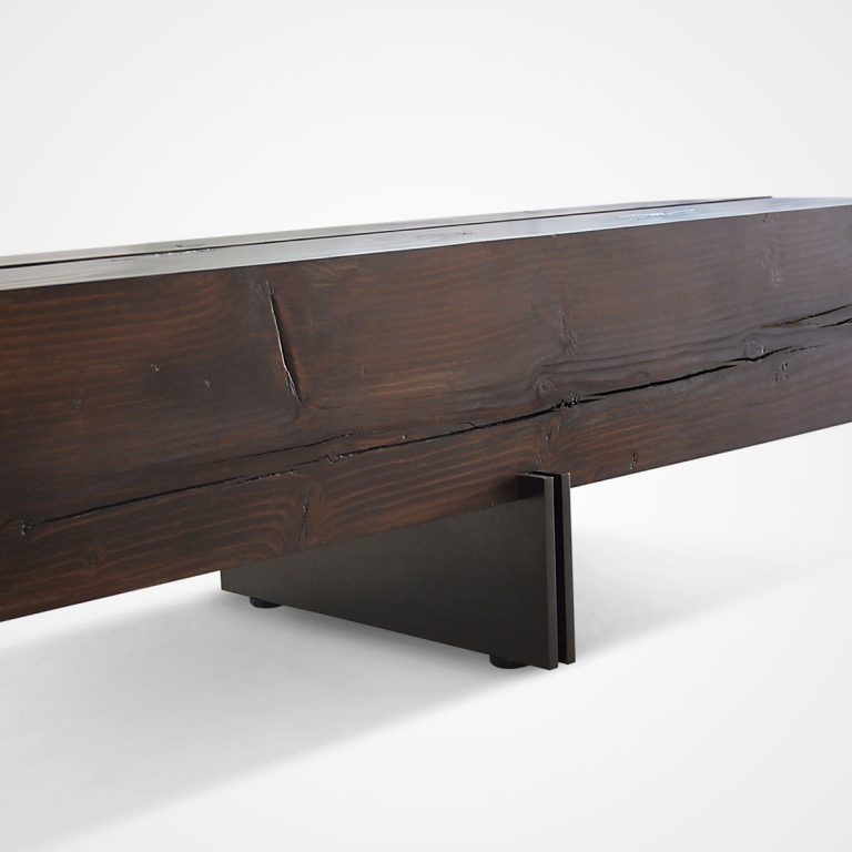 Contemporary Solid Wood and Metal Base Bench | Rotsen Furniture