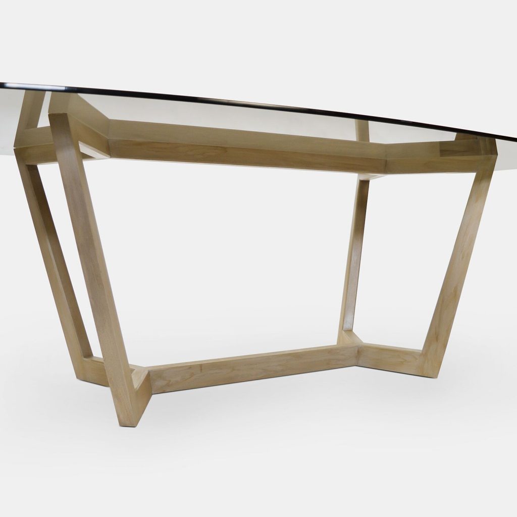 Bronze Glass top Dining Table & Solid Wood Oak Base | Rotsen Furniture