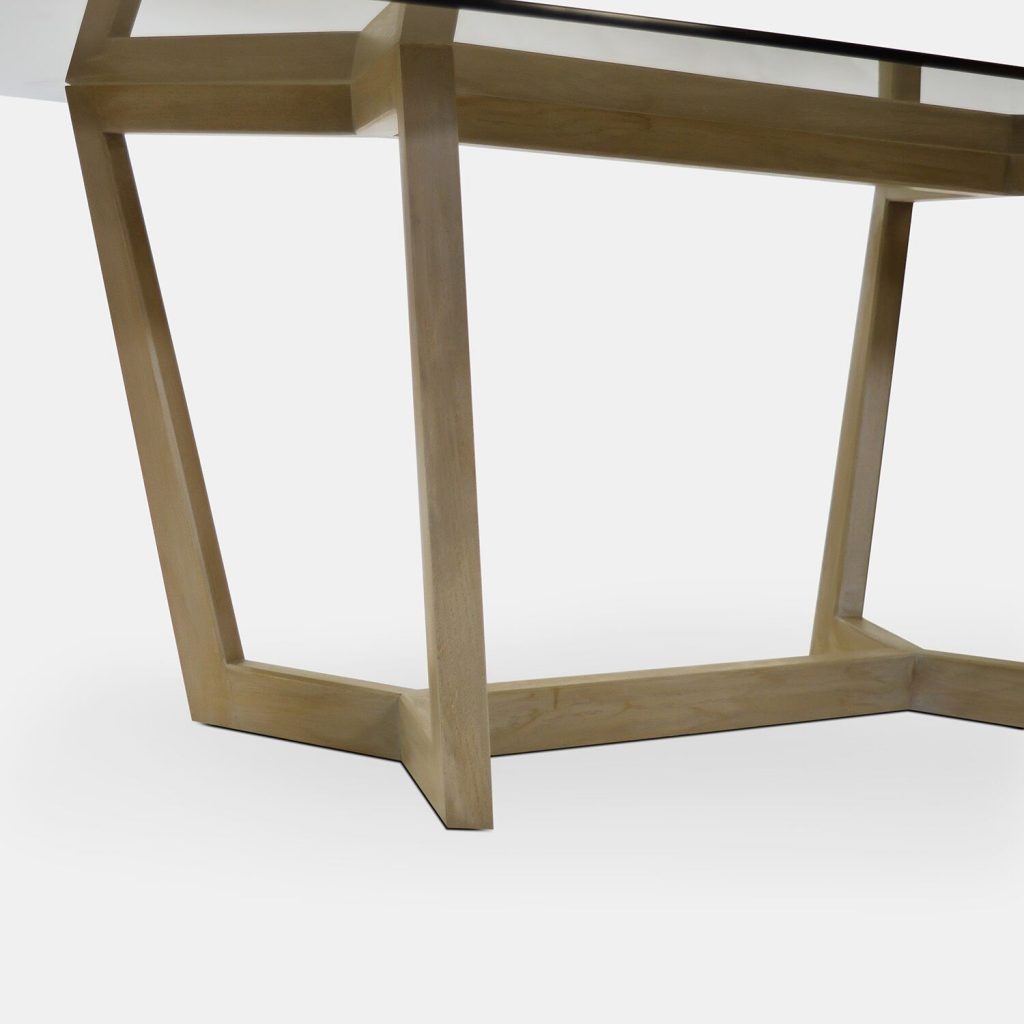 Bronze Glass top Dining Table & Solid Wood Oak Base | Rotsen Furniture