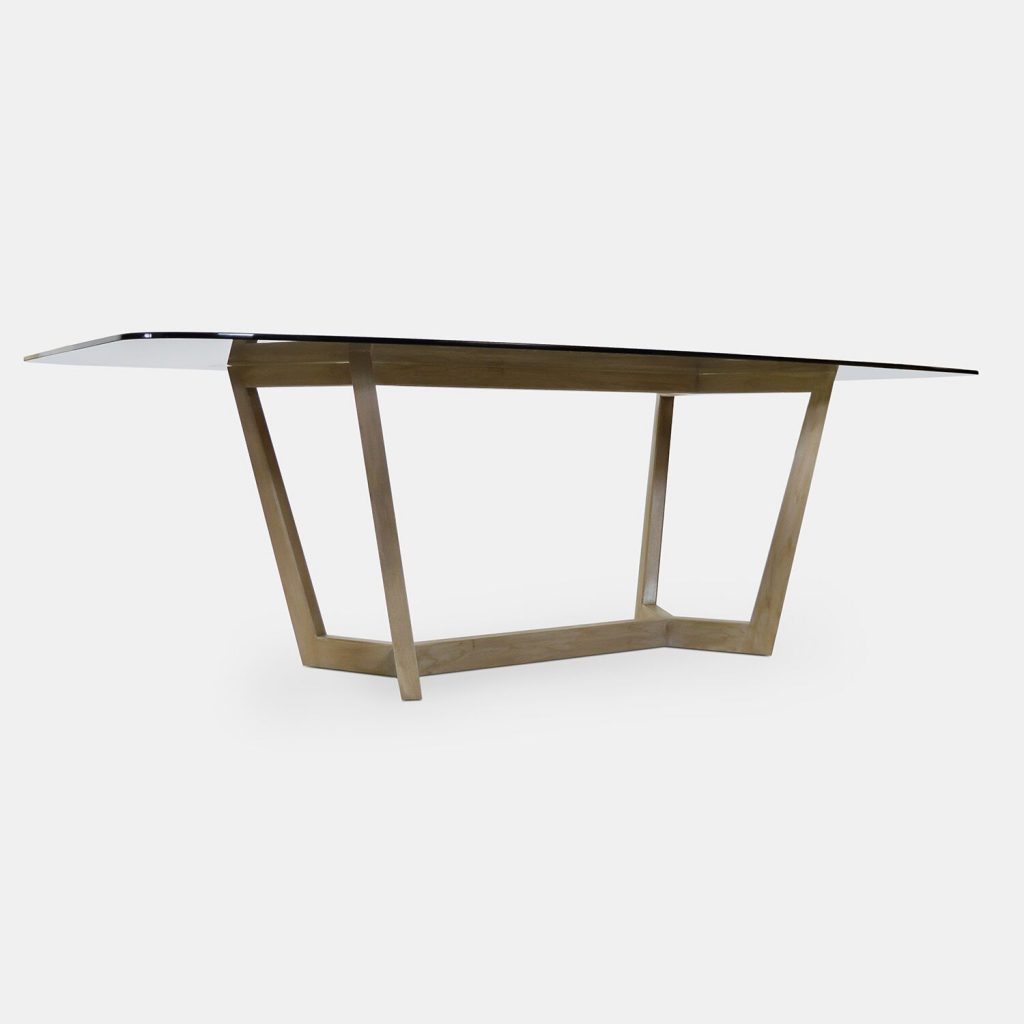 Bronze Glass top Dining Table & Solid Wood Oak Base | Rotsen Furniture