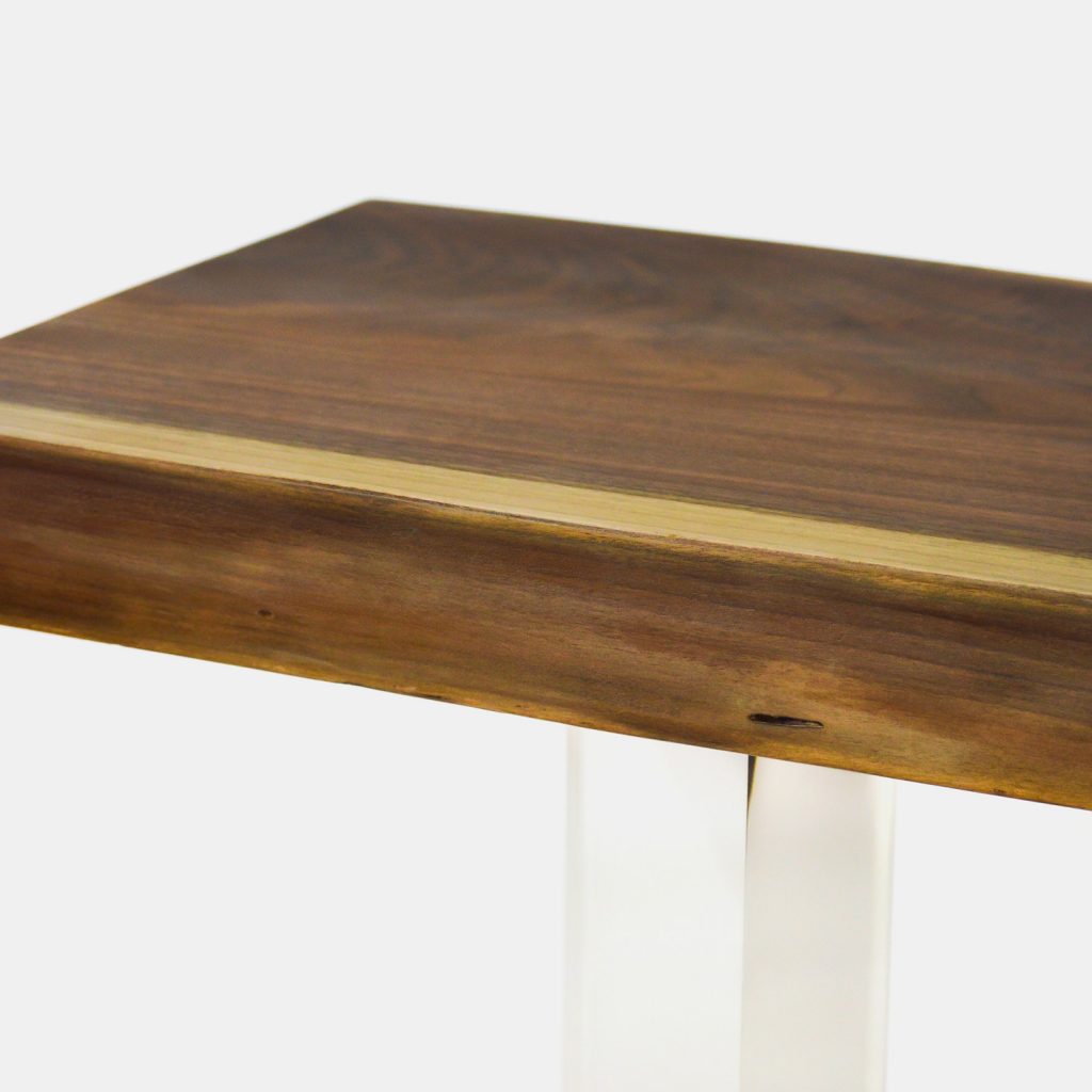 Double Live Edge Walnut Floating Console - Acrylic Leg | Rotsen Furniture