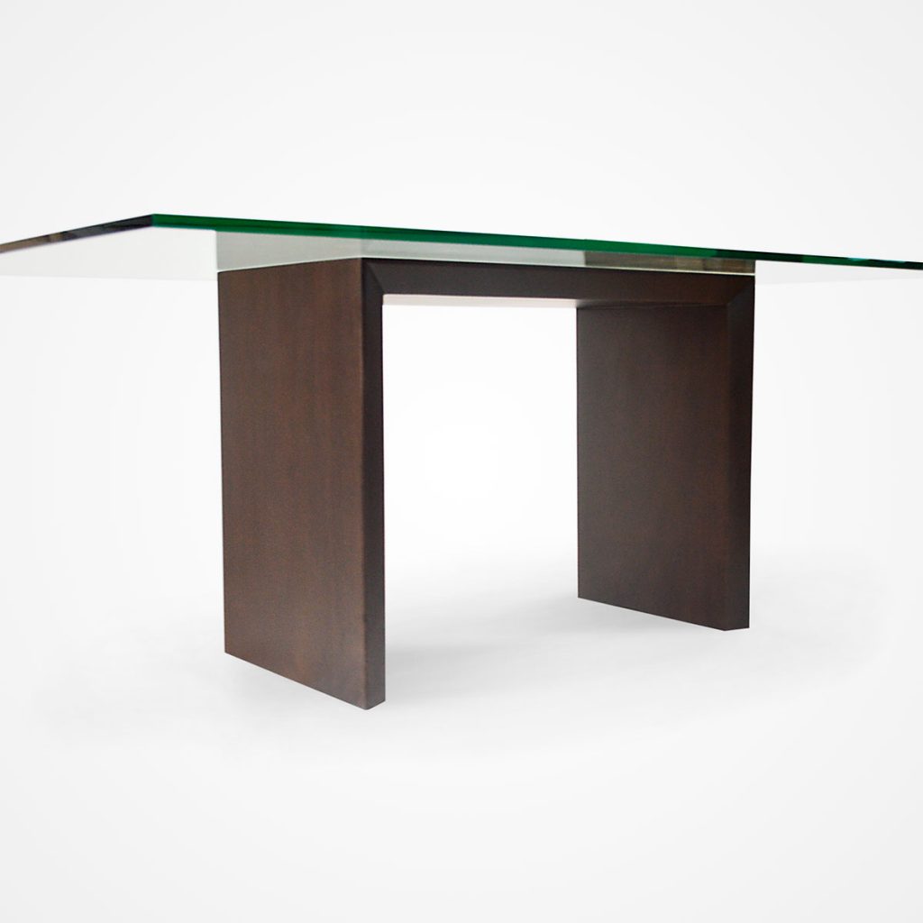Glass Top & Solid Wood Dining Table – Dark Walnut Finish | Rotsen Furniture