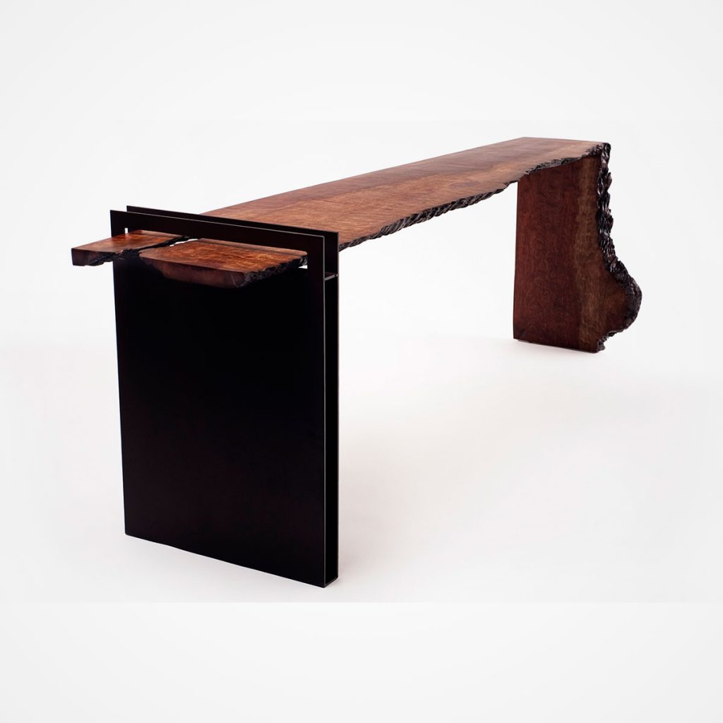Live Edge L Console - Metal Base | Rotsen Furniture