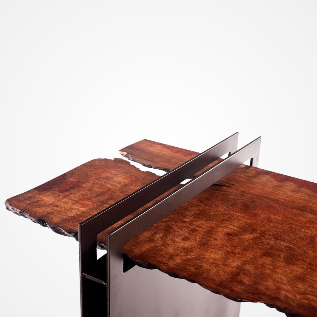 Live Edge L Console - Metal Base | Rotsen Furniture