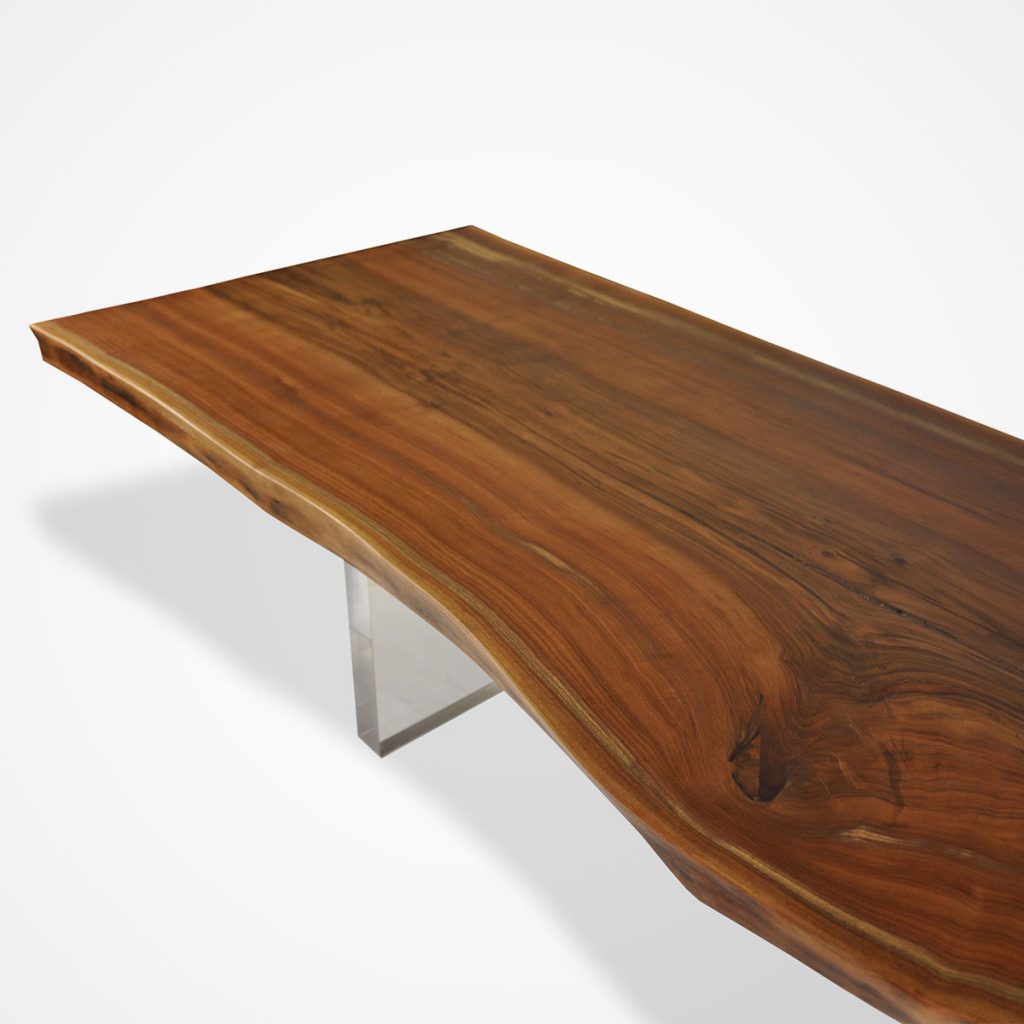Natural Edge Walnut Dining Table - Lucite Base | Rotsen Furniture