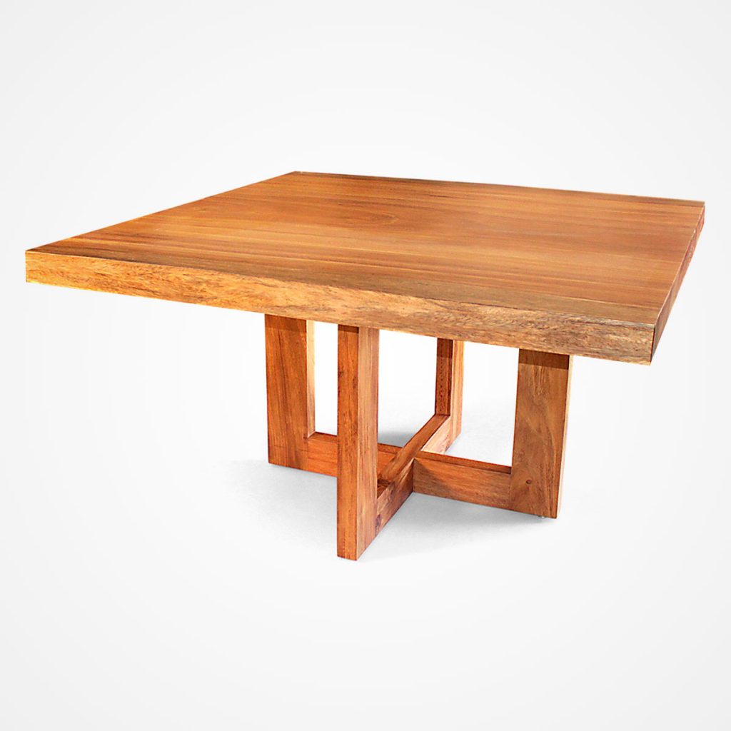 Square Single Slab Dining Table - Cross Base in Wood | Rotsen Furniture